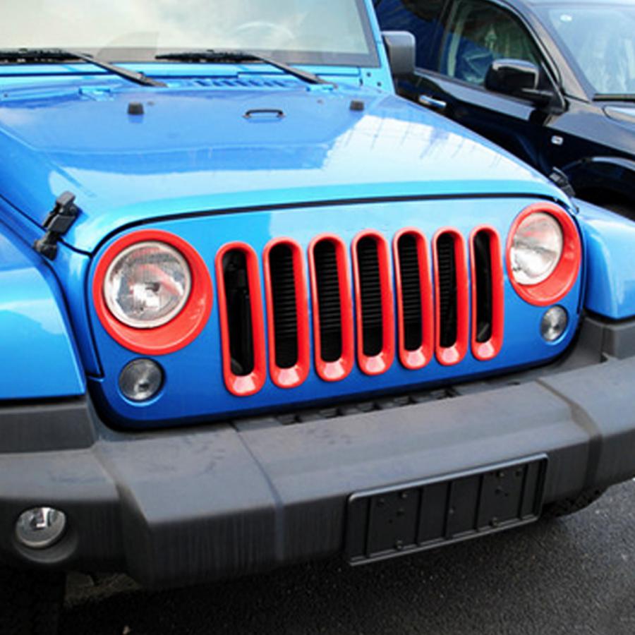 Front Bumper Grille 7pcs Red Car Front Bumper Gril... – Grandado