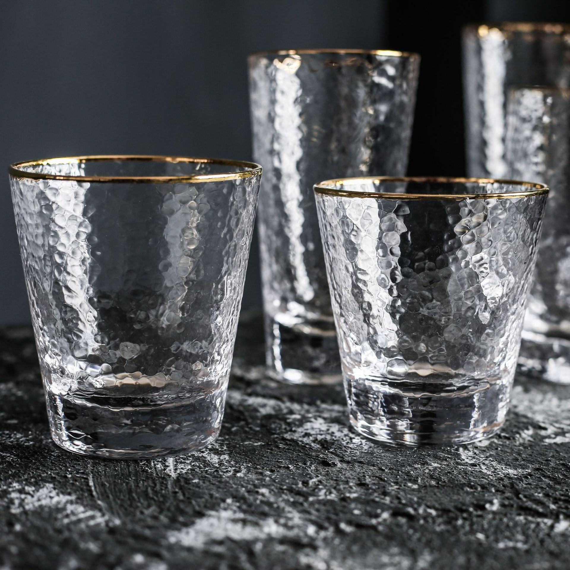 Water Glasses Wine Glasses Gold Rimmed Heat Resist... – Grandado