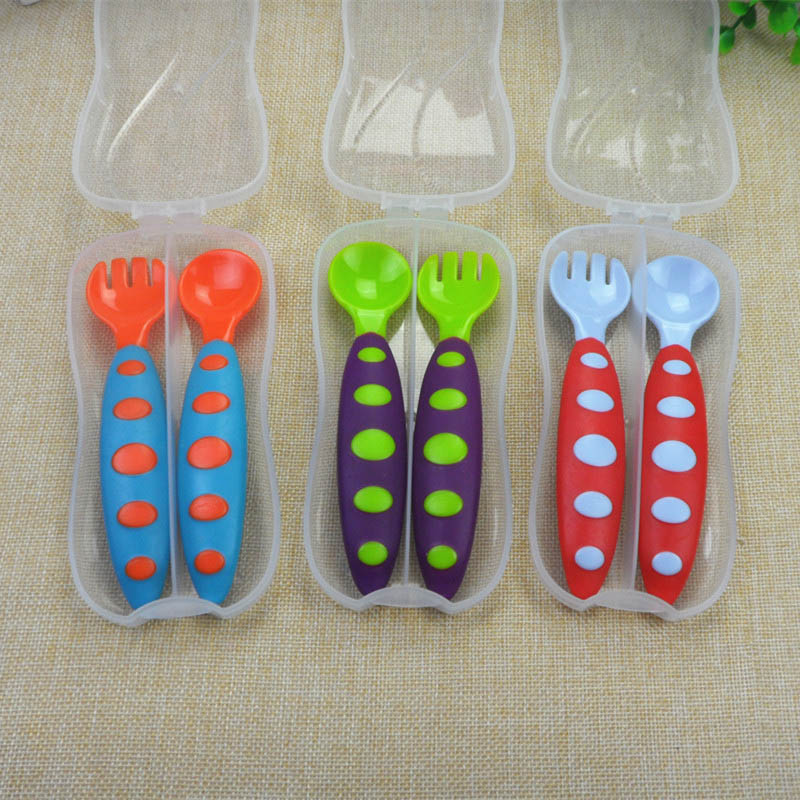 Baby Bestek Set Veilig Baby Lepel + Vork Anti-Slip... – Grandado