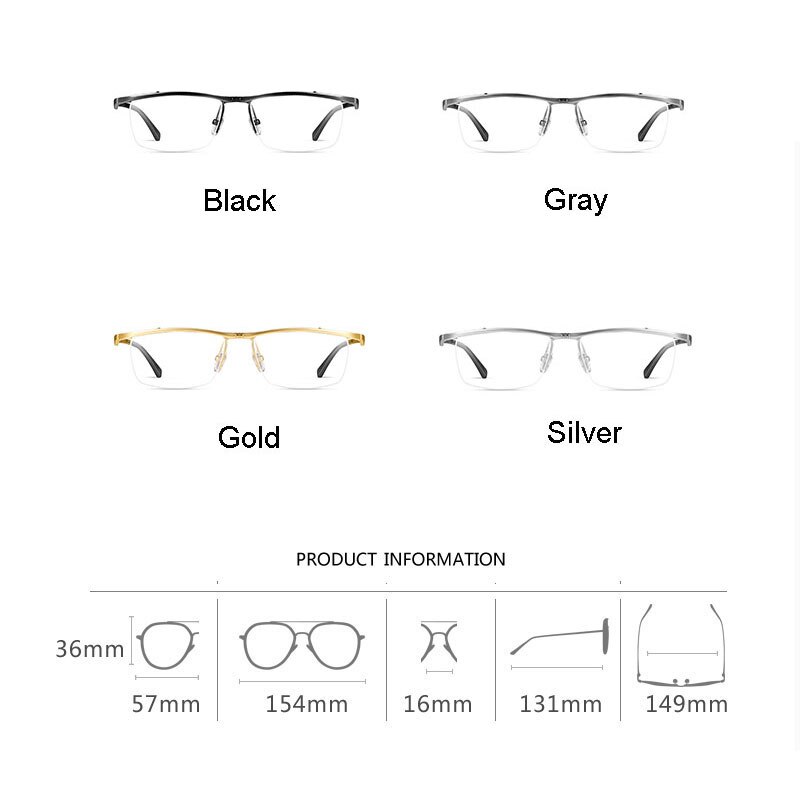Pure Titanium Frame Glasses Half Rim Eye Glasses M... – Grandado