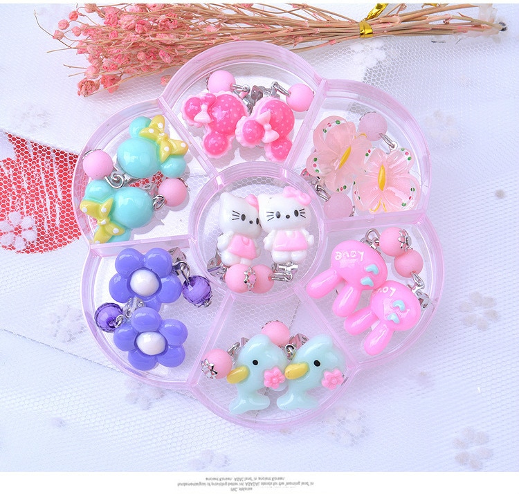 Cartoon Earrings Plastic Ear Clips Girls Toy Color... – Vicedeal
