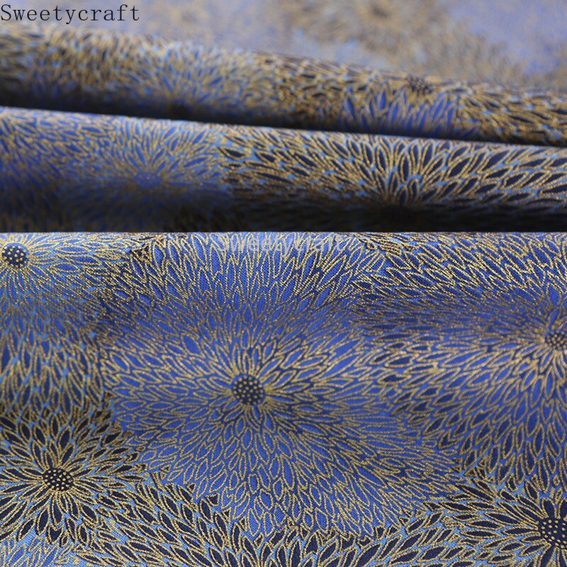150x100cm blue Printed Bronzed Cotton Fabric By Me... – Grandado
