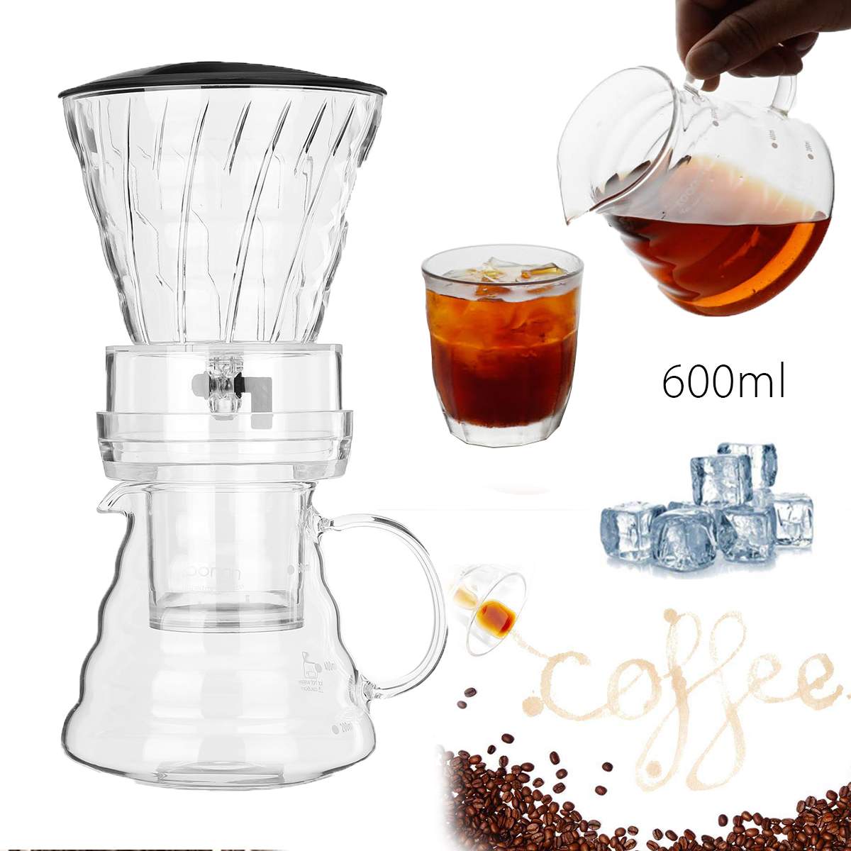 600ml Glass Cold Iced Drip Brew Home Coffee Maker ... – Vicedeal