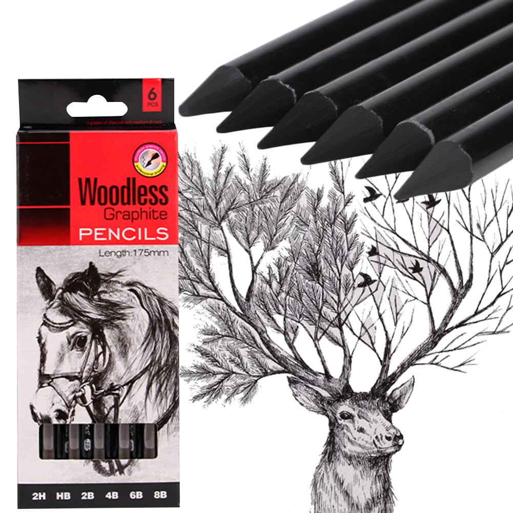 6-Pack Sketch Drawing Pencil Set Woodless Graphite... – Vicedeal