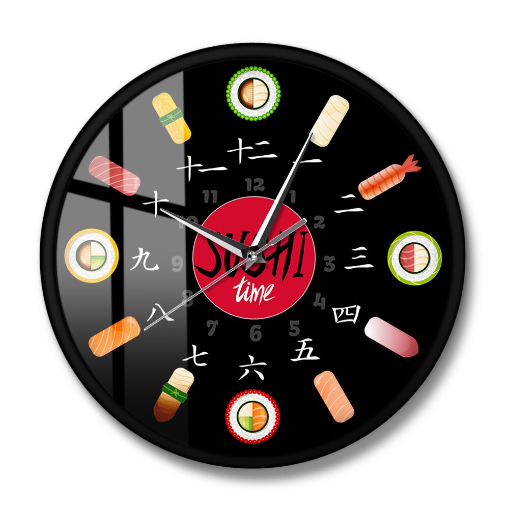 Sushi Time Modern Wall Clock Minimalist Kitchen Dé... – Grandado