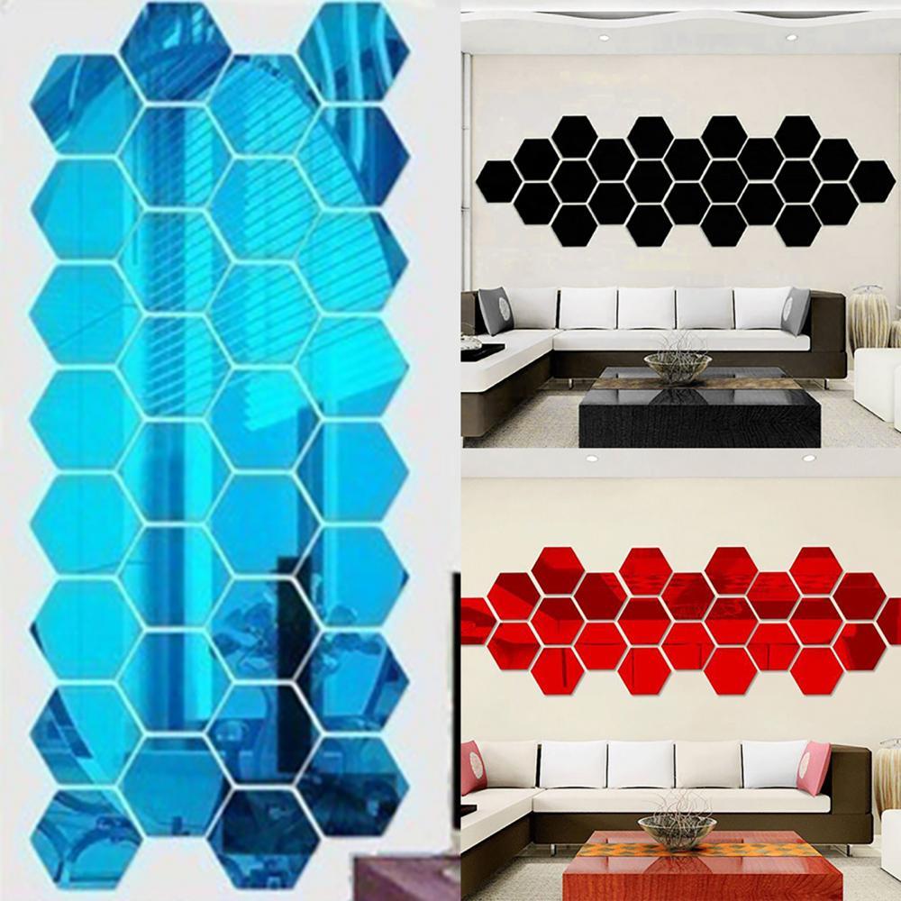 12Pcs Hexagonal Mirror Wall Sticker Background Rem... – Vicedeal