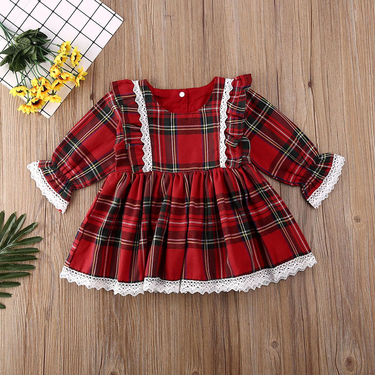 Niño chico bebé niñas Plaid vestido de Navidad con... – Grandado