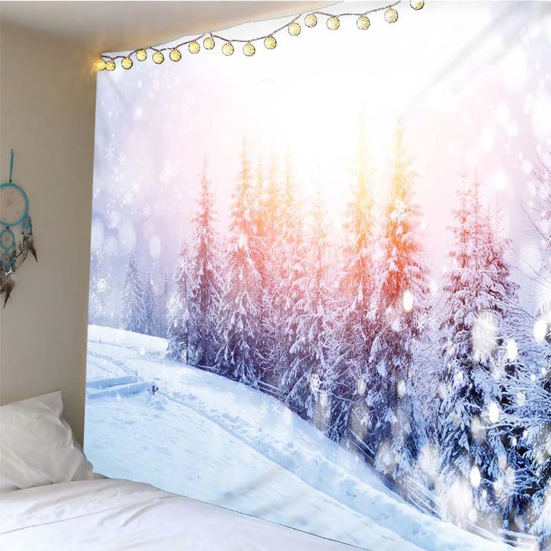 Tapijt Muur Opknoping Decor Winter Bos Grenen Plan... – Grandado
