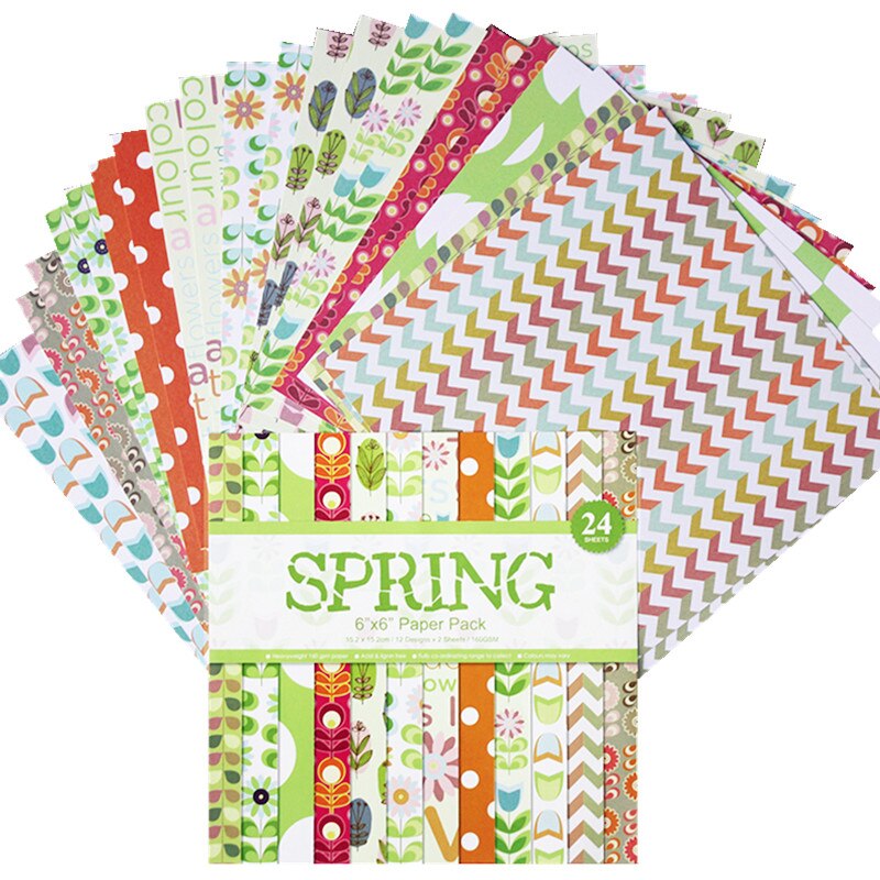 24 sheets 6"X6" Spring patterned paper Pad Scrapbo... – Vicedeal