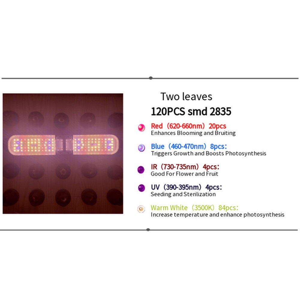 E27 Led Grow Light Full Range Ac 110v 220v Foldabl Vicedeal 2142