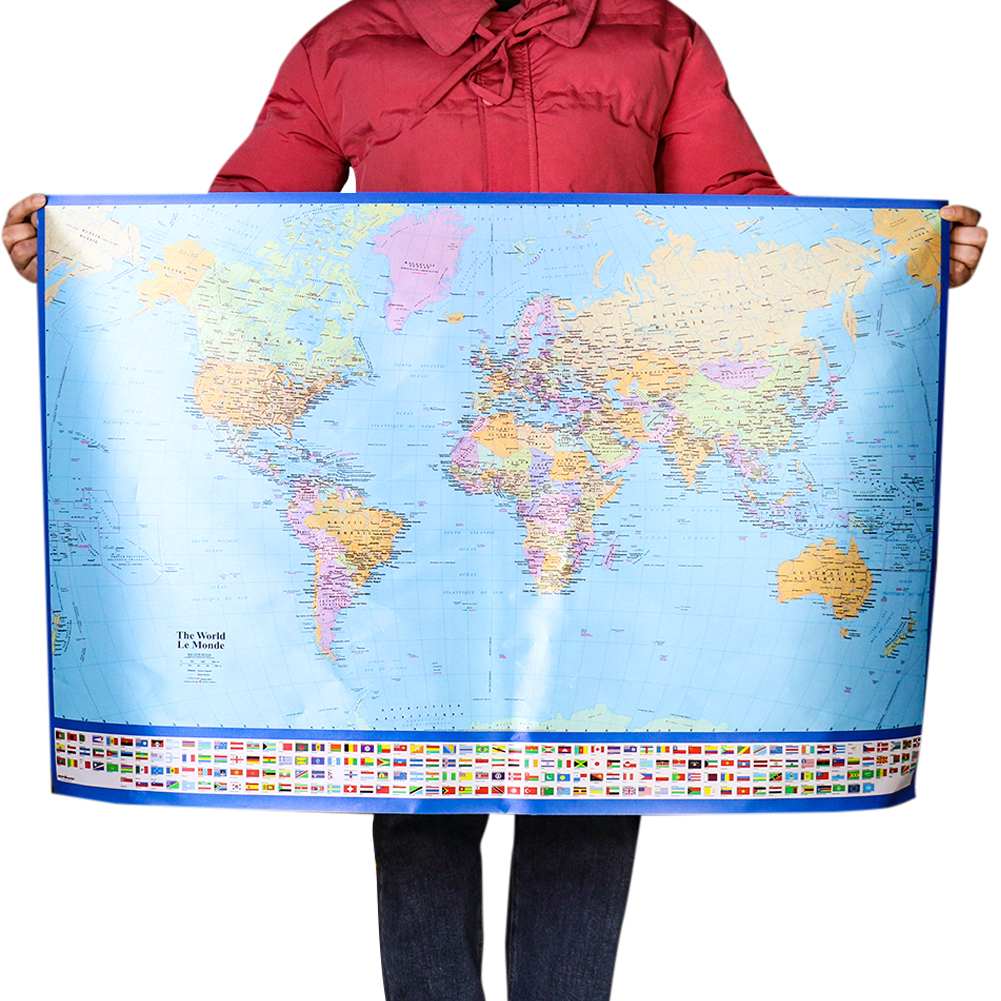 HD Painted Printing World Map National Flags Count... – Grandado