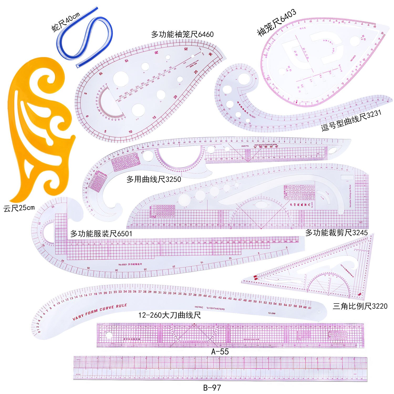 4/13 Pcs French Curve Metric Grading Ruler Measure... – Grandado