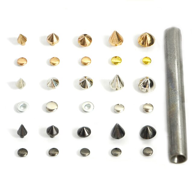 50pcs 8*6mm Mix 3 Colors Cone Rivets With 1pc Pres... – Grandado