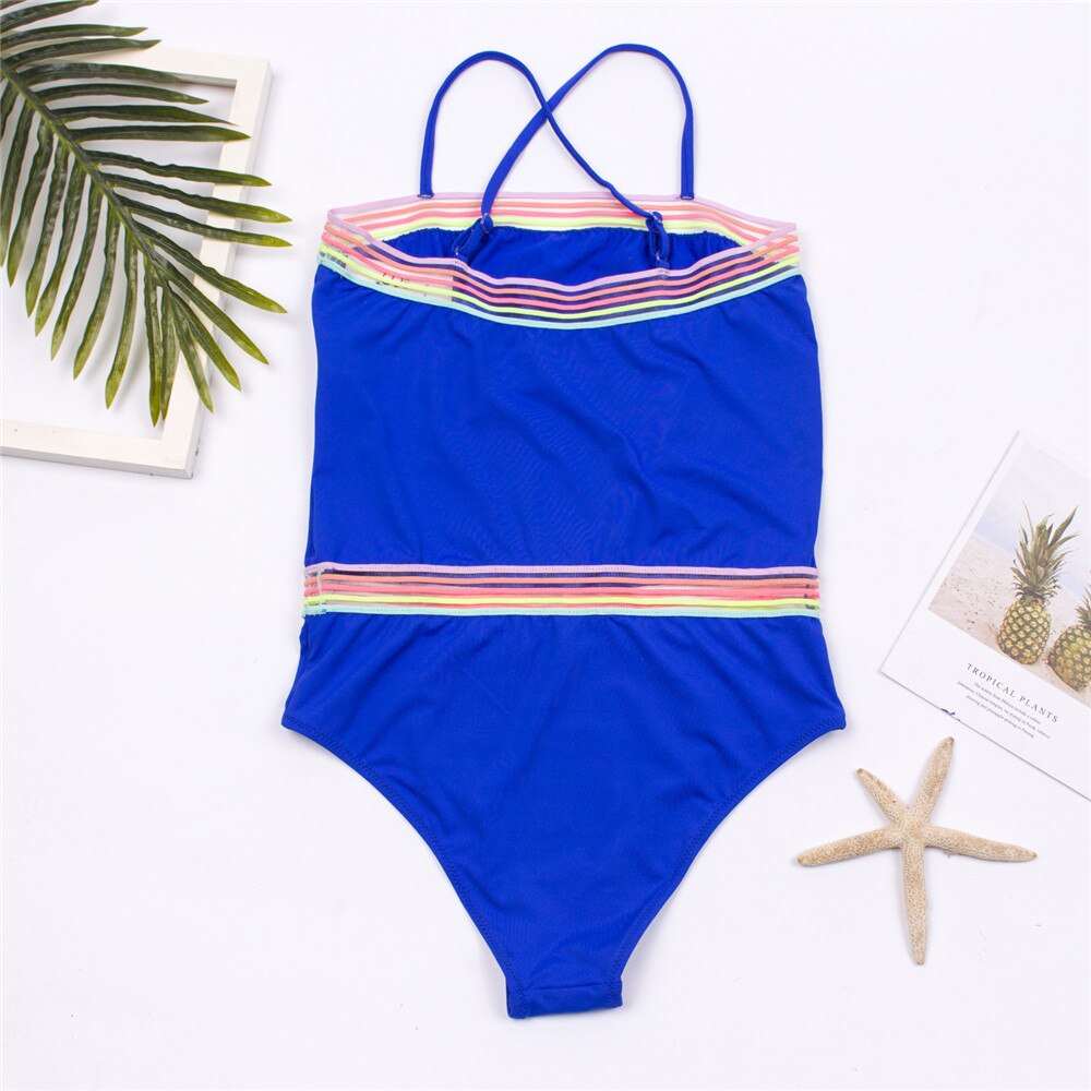 Solid Lace Girls Kids Swimsuit Swimwear Summer Chi... – Grandado