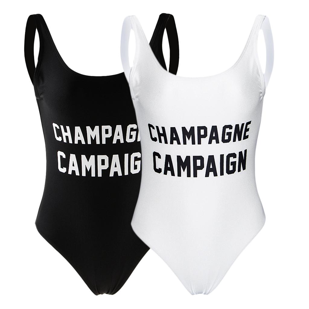 CHAMPAGNE CAMPAIGN Print One Piece Beach Bodysuit ... – Grandado