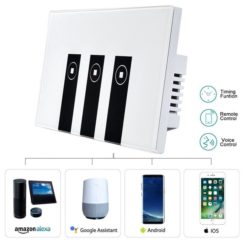 WiFi Smart Alexa Light Switch, 3 Gang Touch Wall P... – Grandado WiFi Smart Alexa Light Switch, 3 Gang Touch Wall P... – Grandado