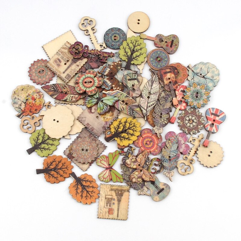20pcs Mixed Retro Series Wooden Buttons For Clothi... – Grandado