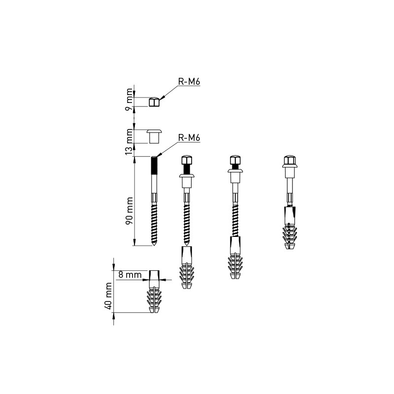 STAHL SCHRAUBE M6 MESSING MUTTER 4 PCS. SET – Vicedeal