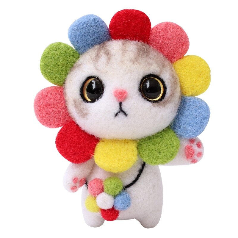 Cute Animal Cat Doll Wool Felt Craft DIY Unfinishe... – Grandado