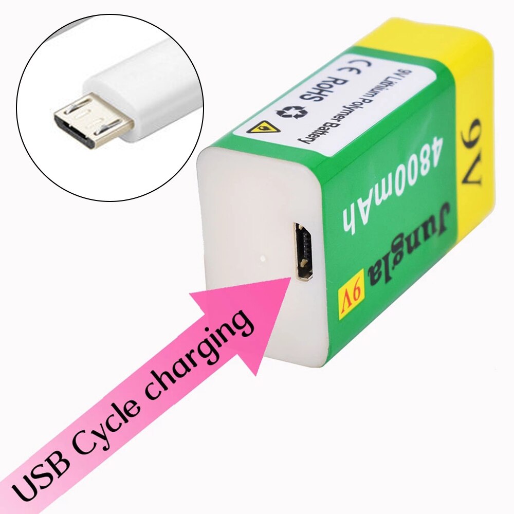 9V 4800mAh Li-ion Rechargeable Battery Micro USB B... – Grandado