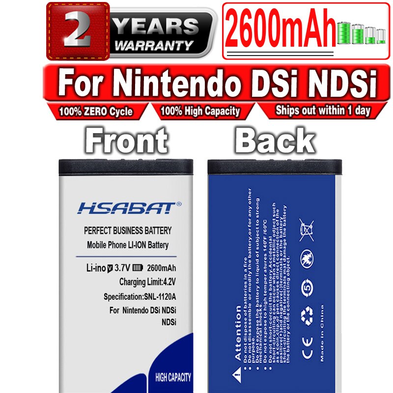 HSABAT 2600mAh Battery for Nintendo DSi NDSi – Grandado