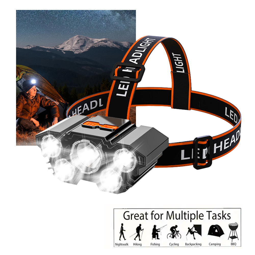 1pcs Rechargeable Headlamp, Portable 5LED Headligh... – Vicedeal