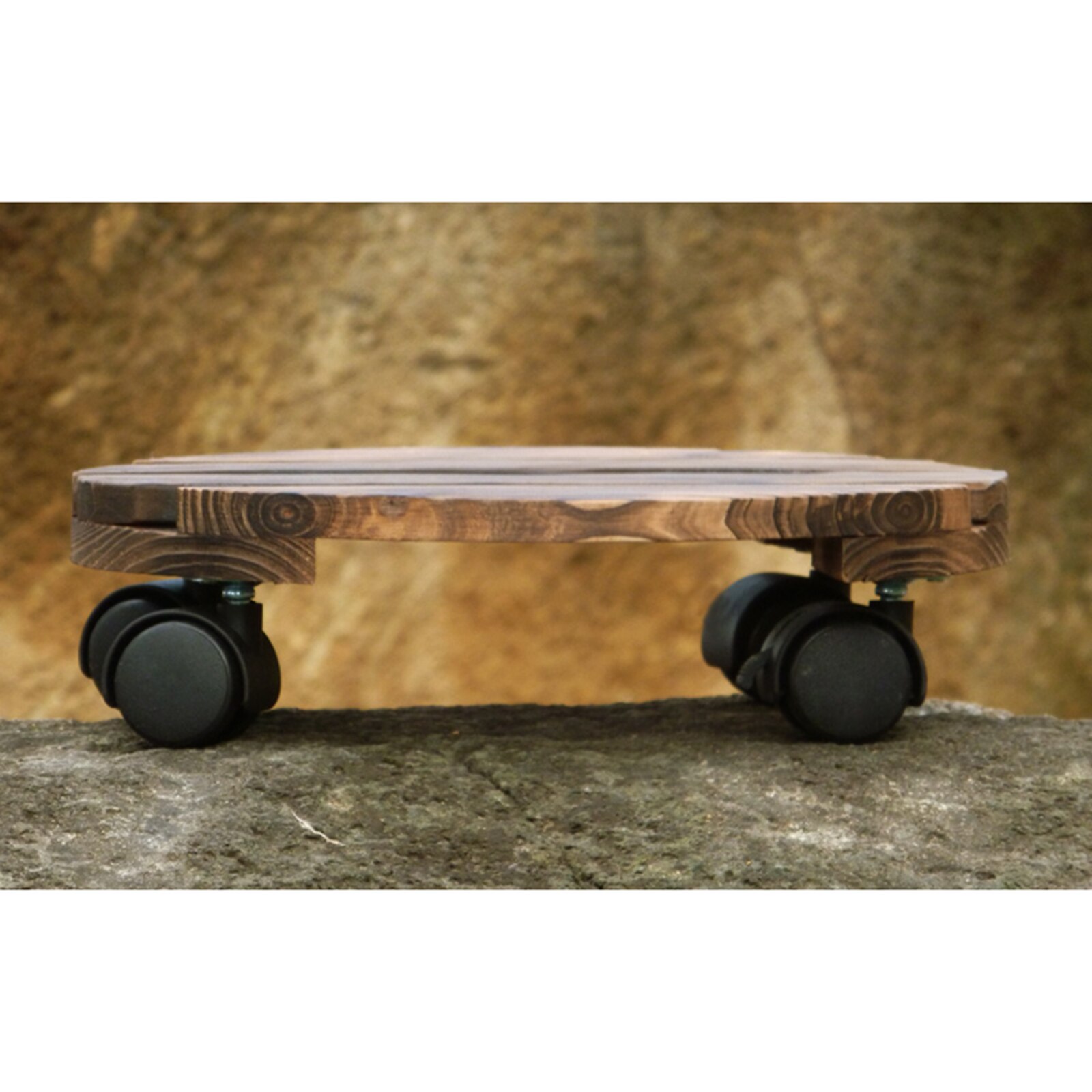 Shabby Wood Round Planter Trolley Stand Holder Gar... – Grandado