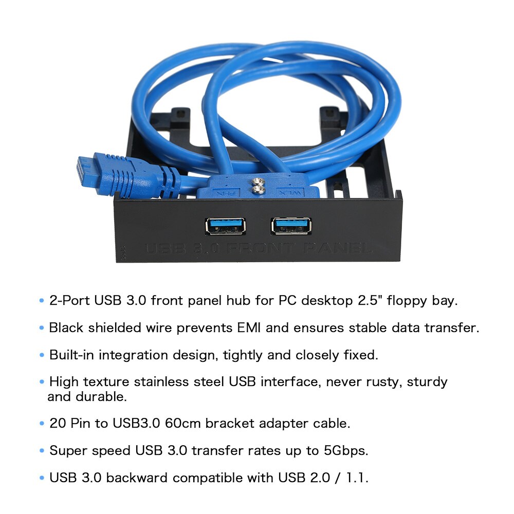 USB 3.0 Front Panel Hub 2 Port Expansion Bay 20 Pi... – Vicedeal