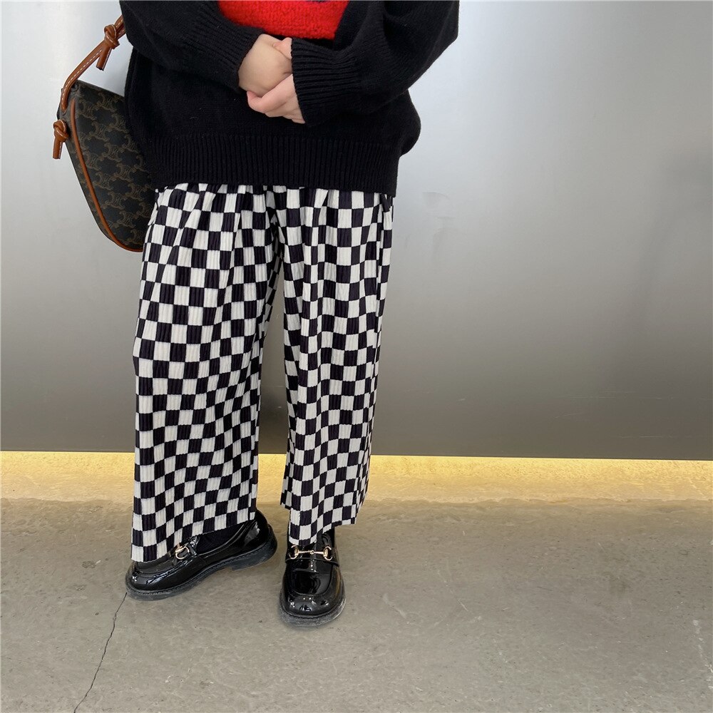 Spring Autumn Checkerboard plaid wide leg pants fo... – Vicedeal