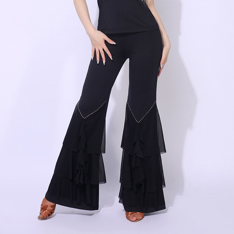 Latin Dance Pants Women Black Flare Trousers Lady ... – Vicedeal