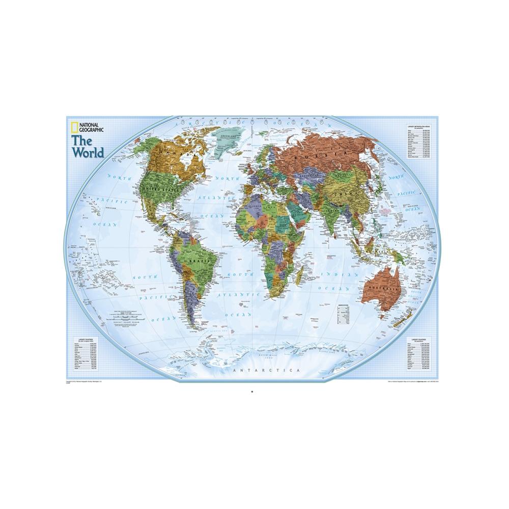 A2 Size The Wolrd Physical Map Edition HD Printed ... – Grandado