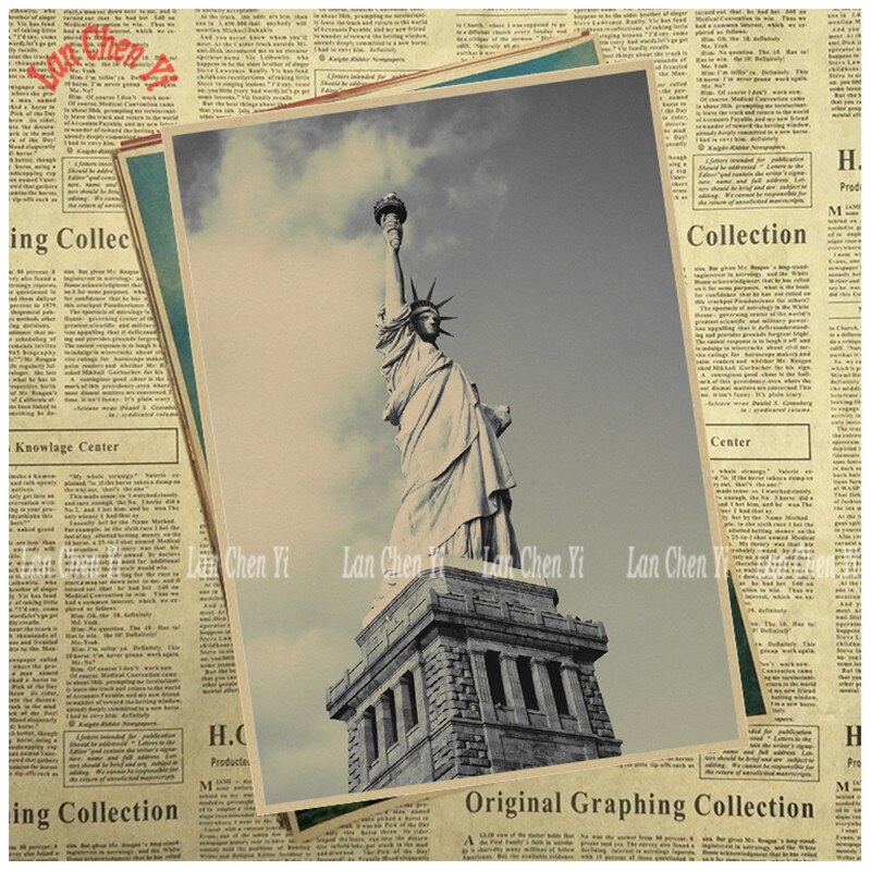 Statue of Liberty Kraft Paper Poster Bar Cafe Vint... – Vicedeal