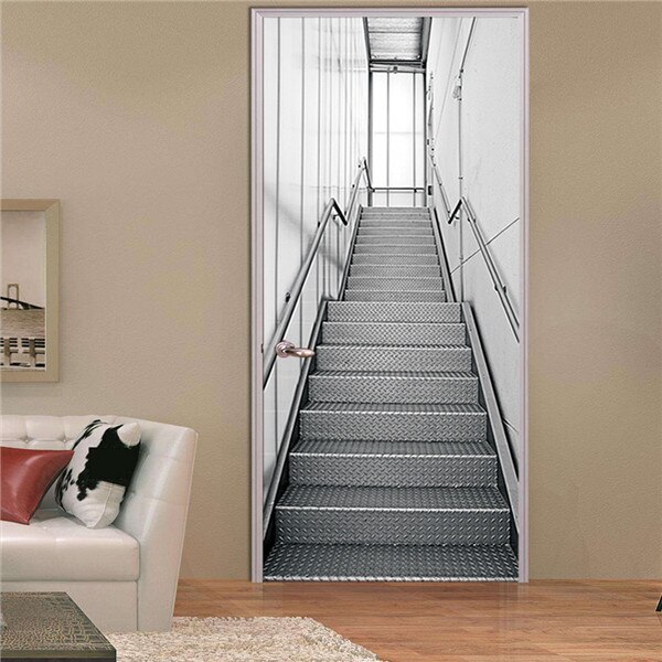 77x200 cm 3D Cool Ladder Deur Stickers Voor Woonka... – Grandado