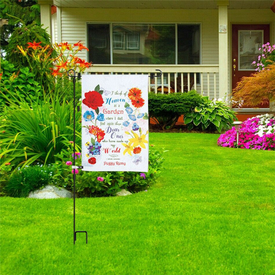 VOGVIGO Garden Flag Stand Flagpole Black Wrought I... – Vicedeal