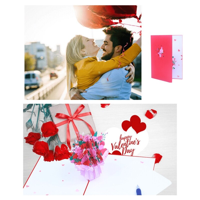 3D Pop-Up Card Rose Flowers Bouquet Romantic Handm... – Vicedeal