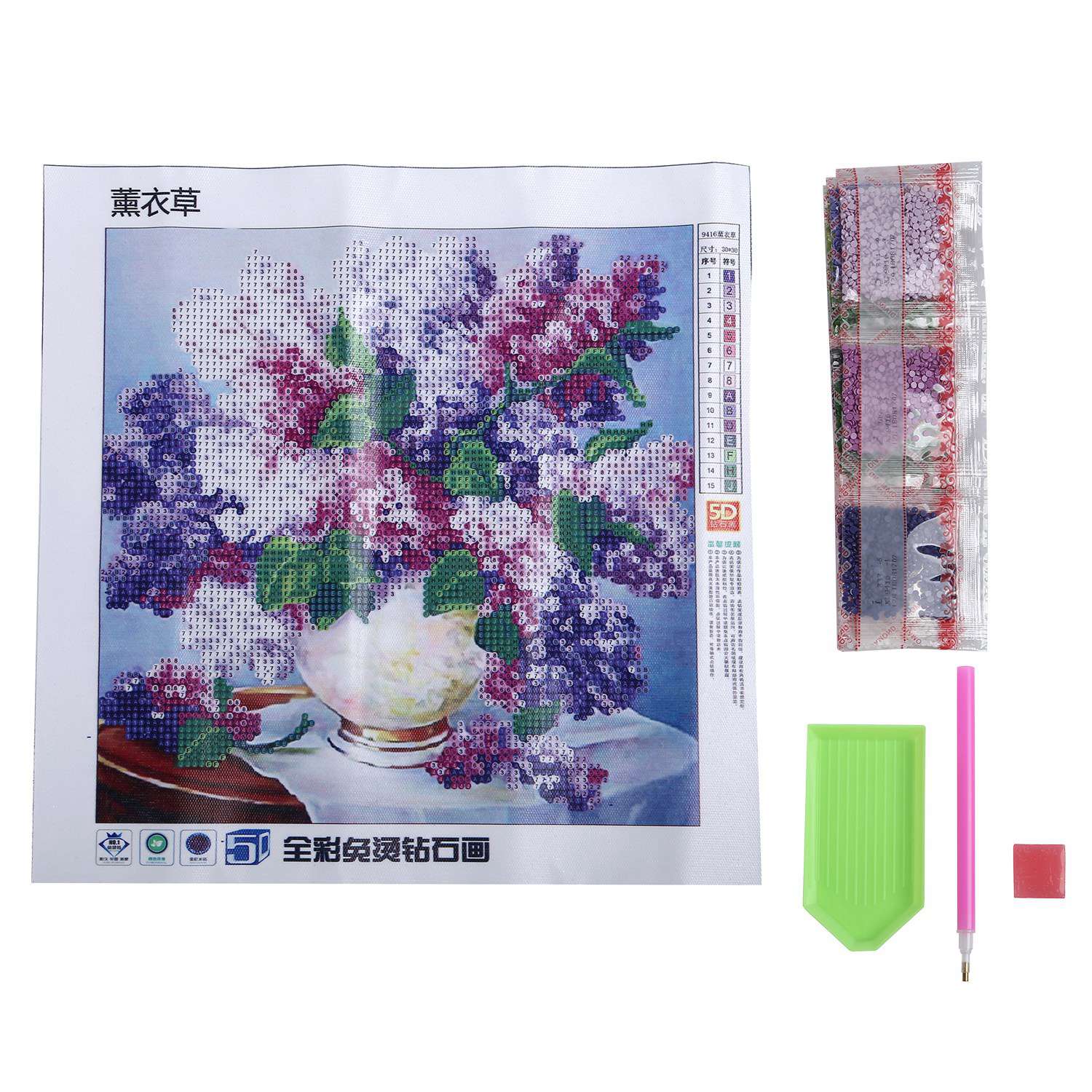 Lavendel 5D Diamant Borduurwerk Diy Craft Schilder... – Grandado