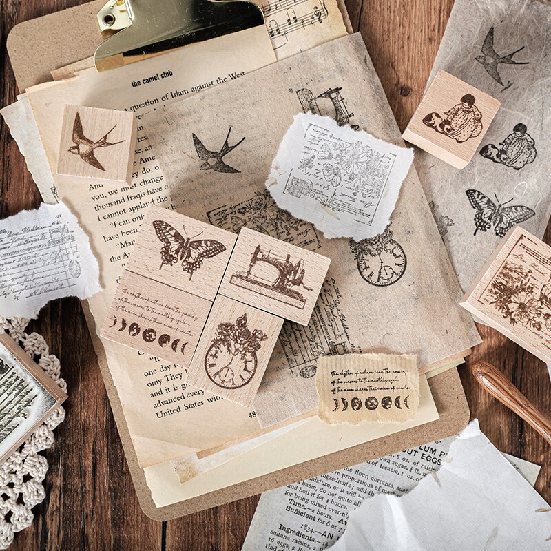 Vintage Old Object Wood Stamp DIY Craft Wooden Rub... – Grandado