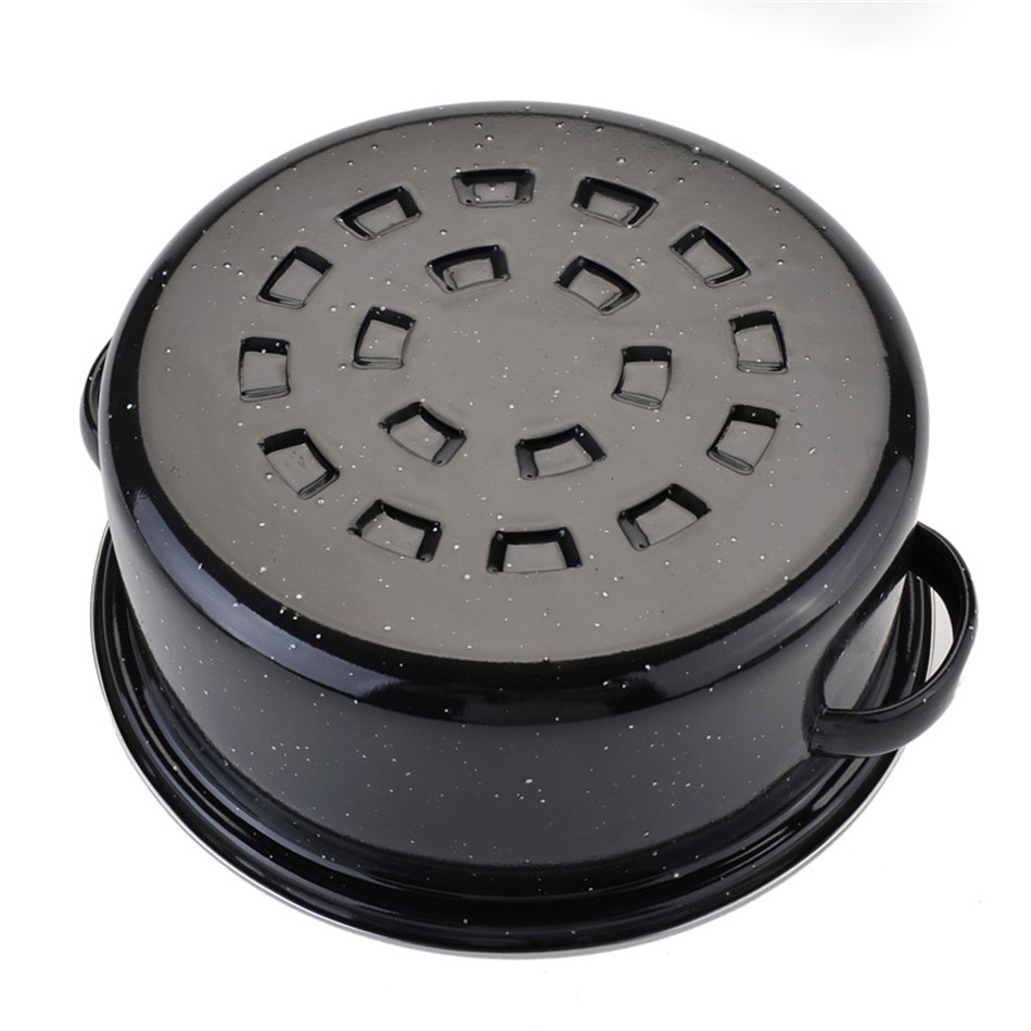 VOGVIGO Round Enamel Roaster Tin with Lid Oven Roa... – Grandado