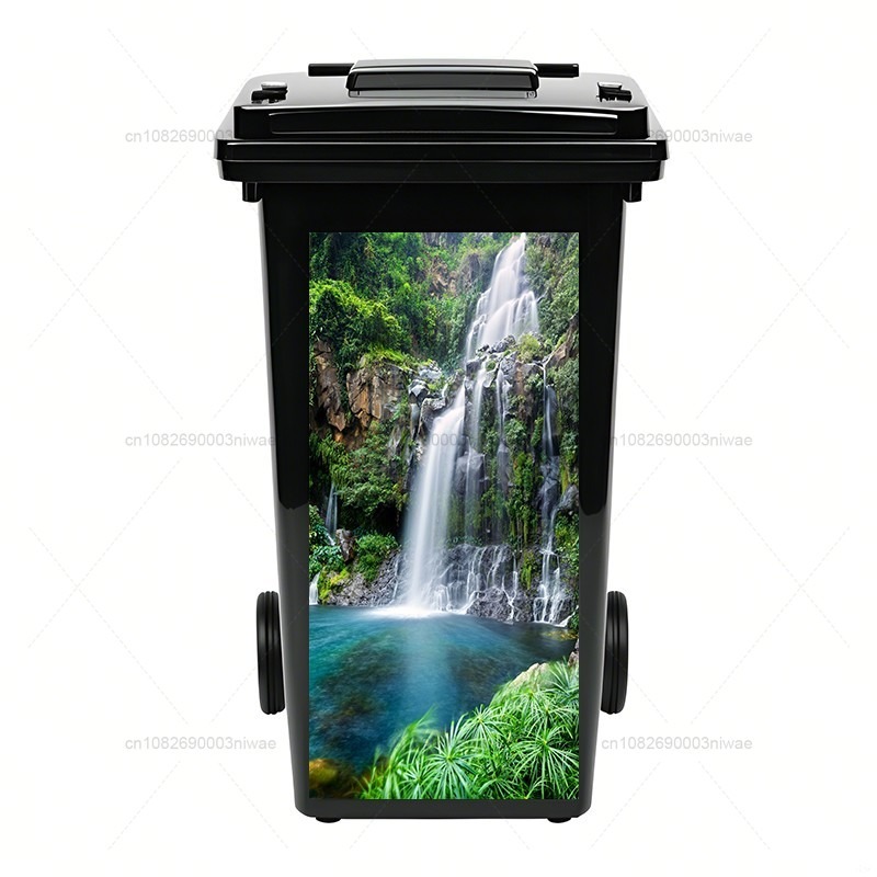 Plant landscape painting trash can stickers, outdo... – Vicedeal
