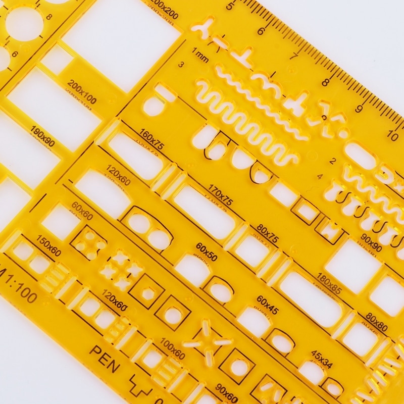 Arkitektonisk mall linjal ritning stencil mätverkt... – Vicedeal