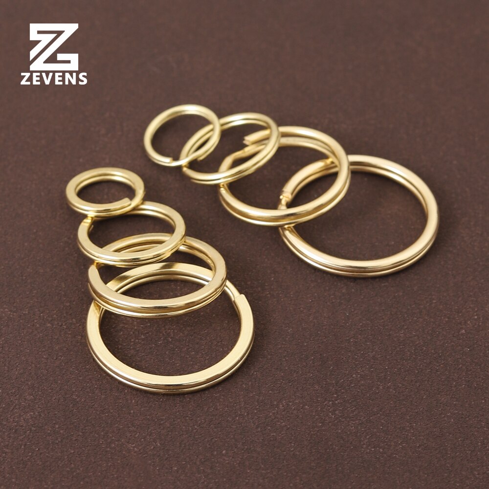 ZEVENS 10 pcs Solid Brass Key Ring Round Flat Styl... – Vicedeal