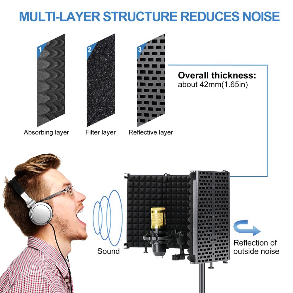 Microfoon Isolatie Schild Wind Screen Opvouwbare V... – Vicedeal