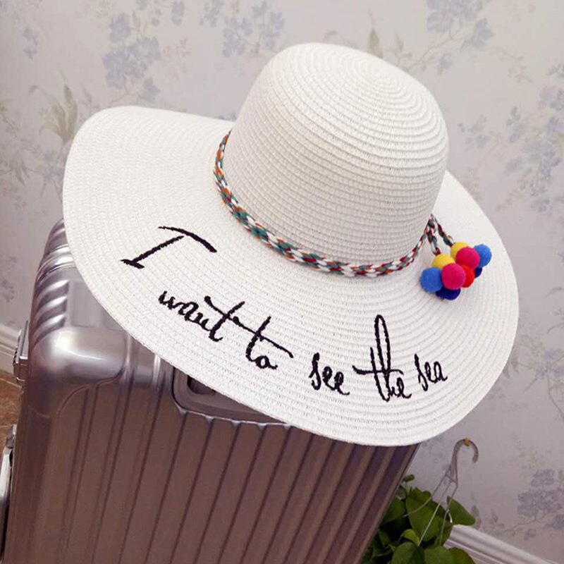 I want to see the sea Embroidery Wide Brim Ladies ... – Vicedeal