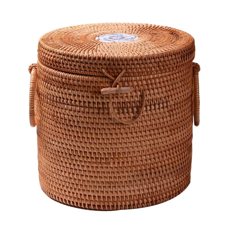 Rattan Woven Cylindrical Tea Cake Storage Box Cani... – Grandado