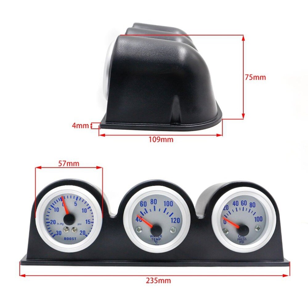 2 Inch 52MM Durable Use Triple gauge kit Turbo boo... – Grandado