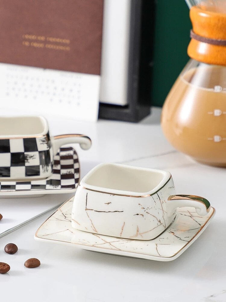 Italian mini ceramic coffee mugs cup and saucer ni... – Grandado