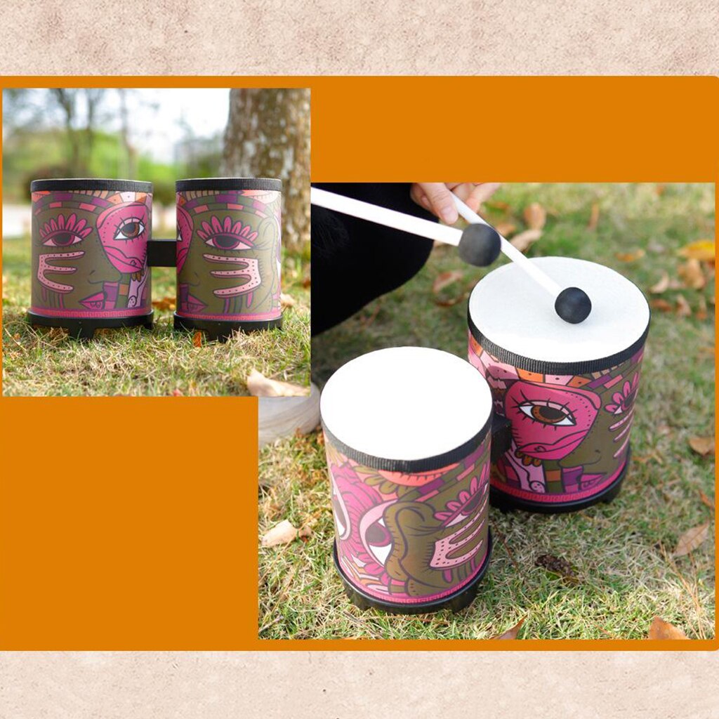 Hand Percussion Wooden Bongo Hand Drums Natural Sk... – Grandado