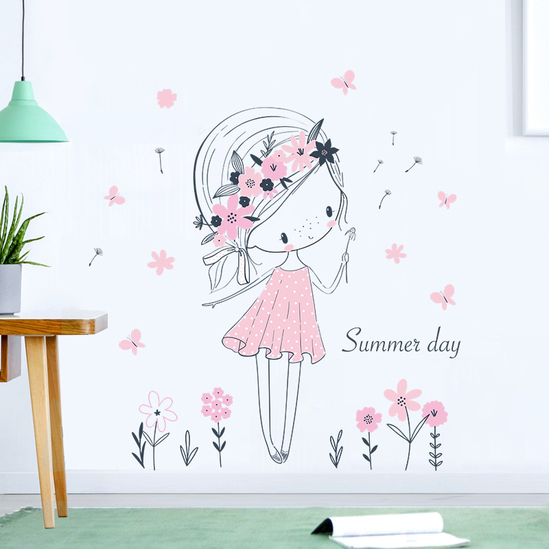 Beautiful Summer Girl Wall Sticker Girls Room Bedr... – Vicedeal