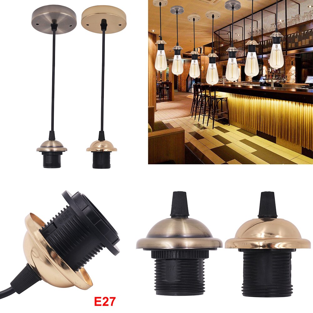 Vintage Retro Edison Lamp E27 Socket Pendant Light... – Grandado