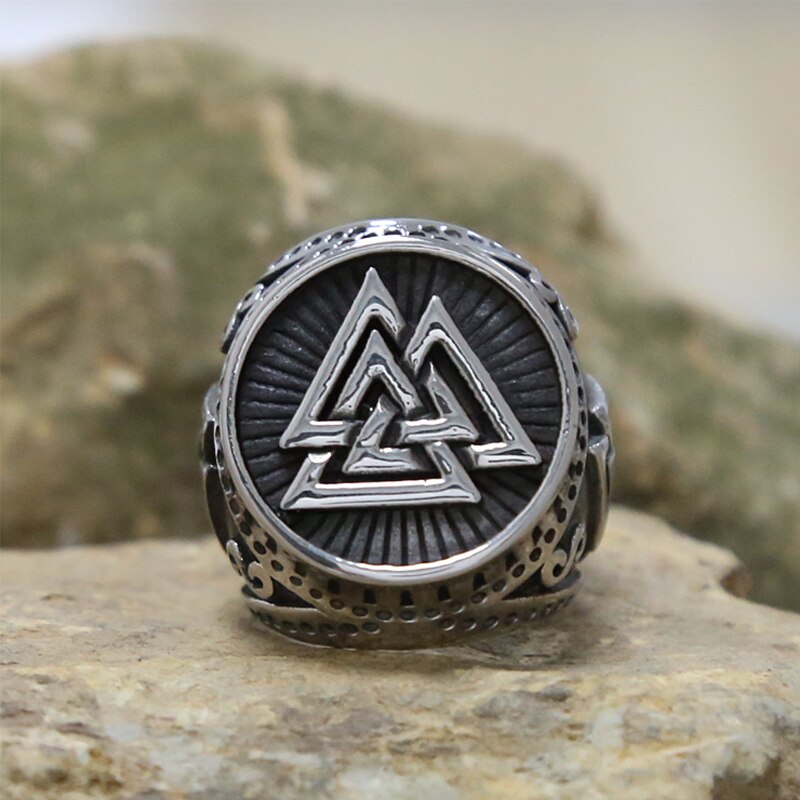 Vintage Stainless Steel Valknut Viking Ring Men ... – Grandado